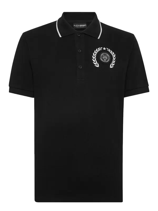PLEIN SPORT Logo-print Cotton Polo Shirt - Black