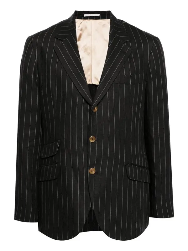 Brunello Cucinelli Pinstripe Virgin Wool Blazer - Grey