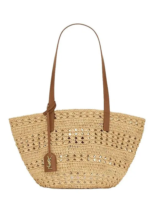 Saint Laurent Panier Small Tote Bag - Natural Raffia/gold