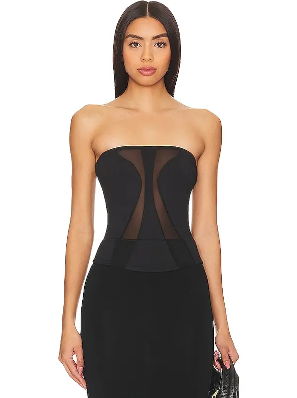 OW Swirl Tube Top - Black Caviar
