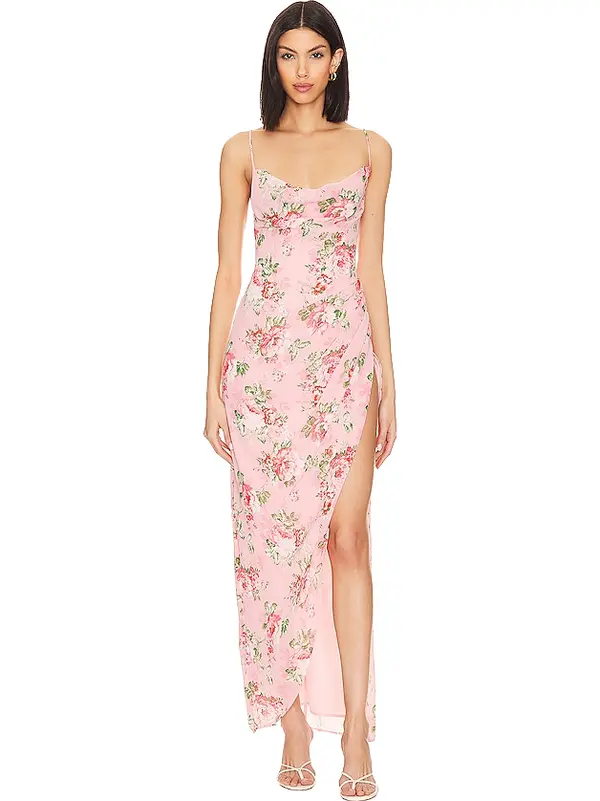 MORE TO COME Catalina Wrap Maxi Dress - Pink Floral