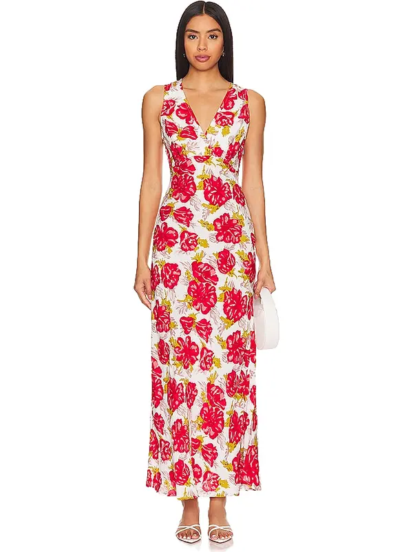 Faithfull The Brand Acacia Maxi Dress - Isadora Floral Red