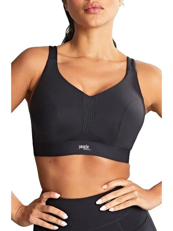 Panache Endurance Underwire V-neck Unlined Sports Bra - Black