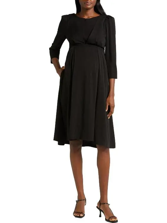 MARION Name Sarah Empire Waist Maternity/nursing Dress - Black
