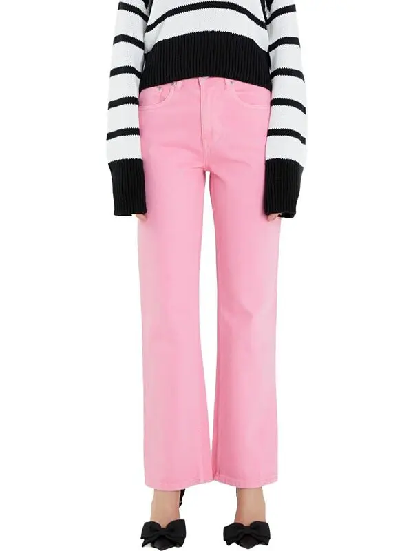 English Factory Wide Leg Jeans - Light Pink