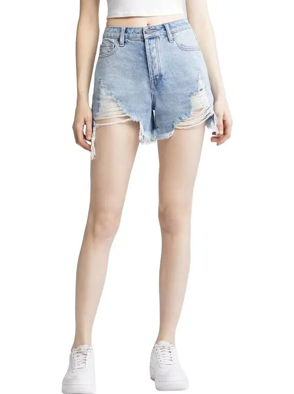 HIDDEN JEANS Distressed Cutoff Denim Shorts - Light Wash