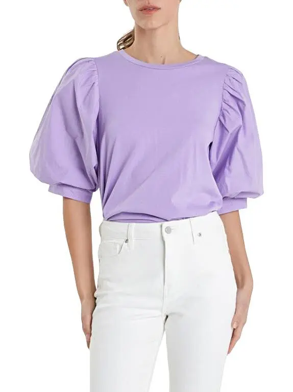 English Factory Mix Media Cotton Top - Lavender