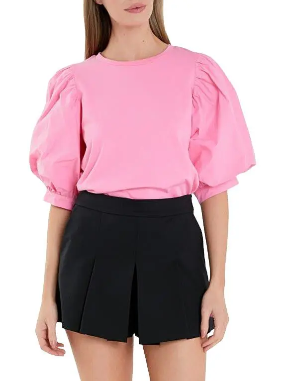 English Factory Mix Media Cotton Top - Pink