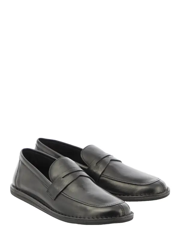 THE ROW Cary Leather Loafers - Black