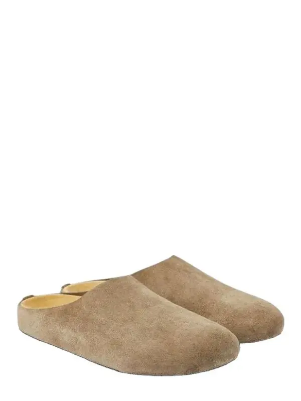 THE ROW Gray Leather Suede Mules - Brown