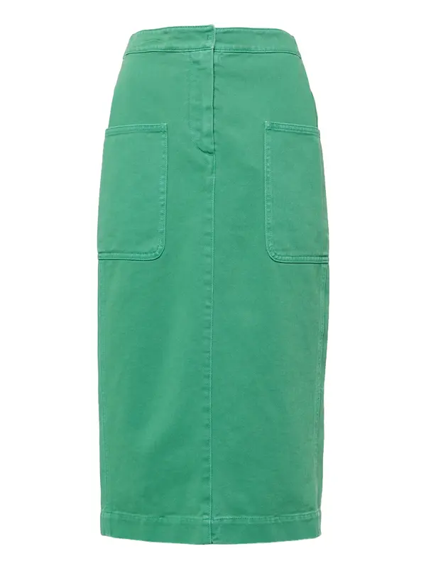Max Mara Werther Cotton Drill Midi Skirt - Green