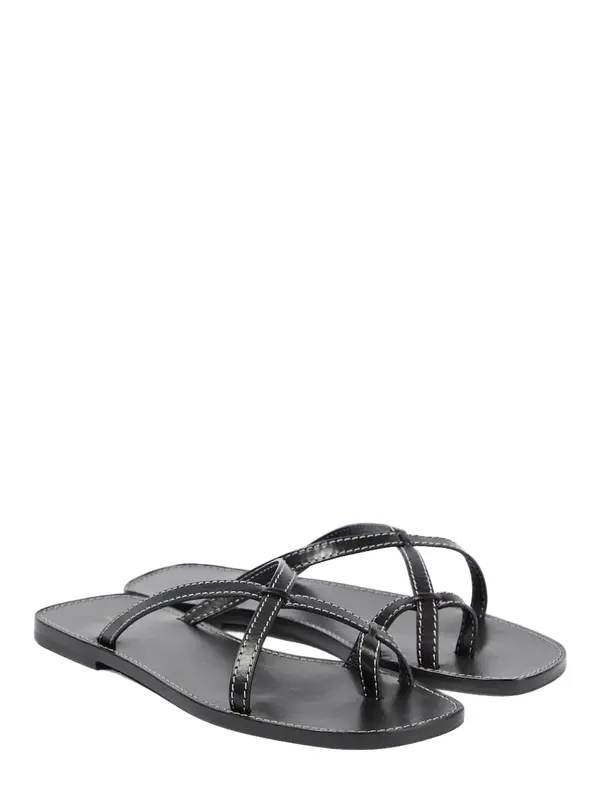 THE ROW Link Leather Sandals - Black