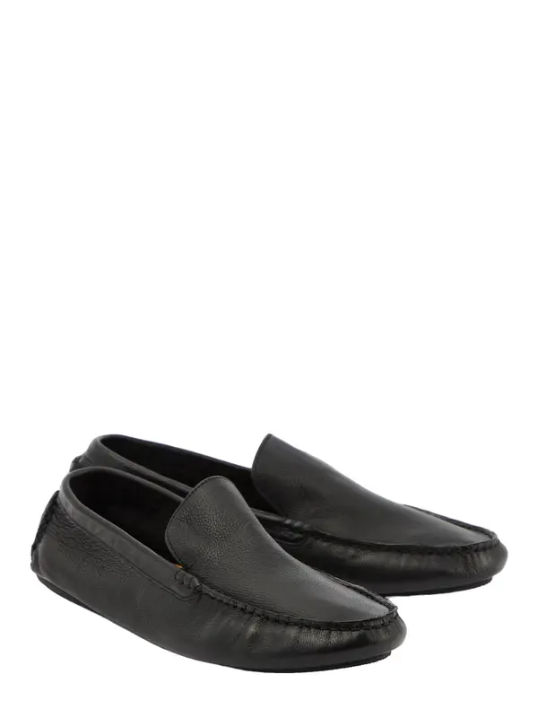 THE ROW Lucca Leather Moccasins - Black