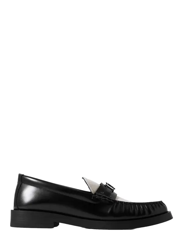 JIMMY CHOO Addie Embellished Leather Loafers - Black