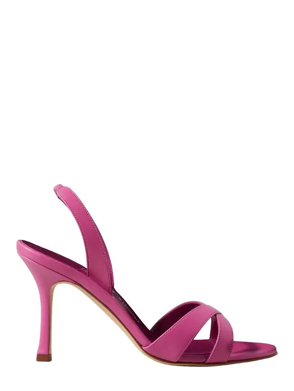 Manolo Blahnik Callasli 90 Leather Slingback Sandals - Pink