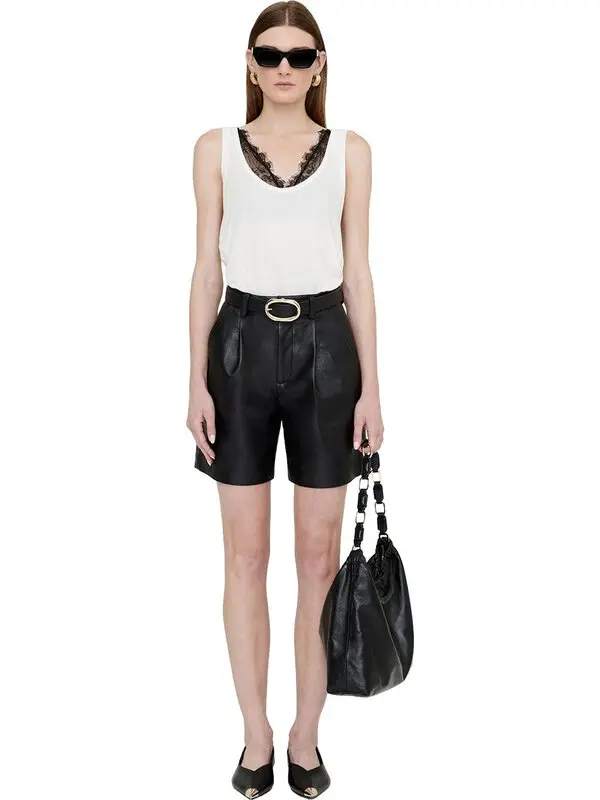 ANINE BING Carmen Short - Black Recycled Leather