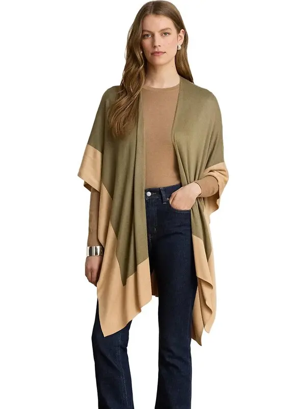 Ralph Lauren Two-tone Ruana - Light Agave/ginger Tan