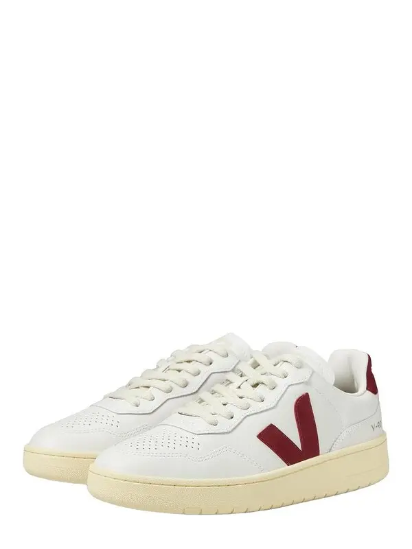 VEJA V-90 Lace-up Leather Sneakers - White