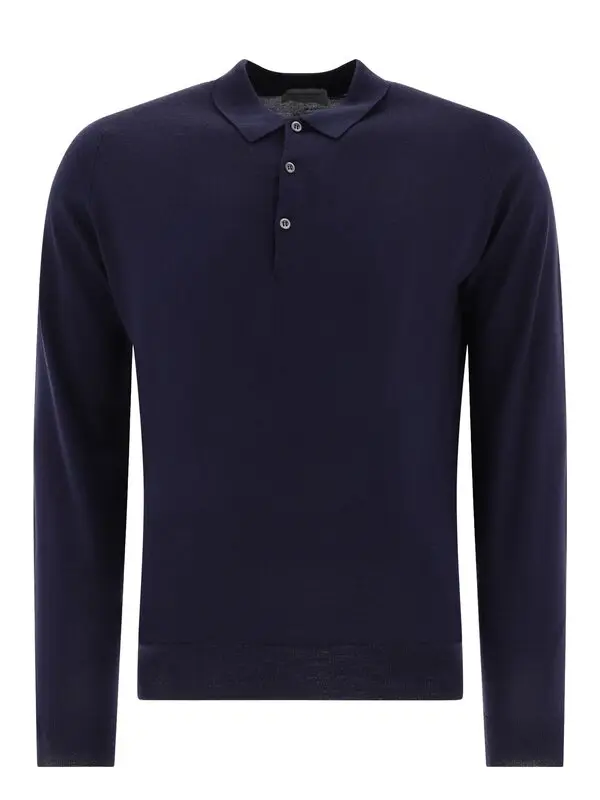 John Smedley Belper' Merino Wool Polo Shirt - Blue