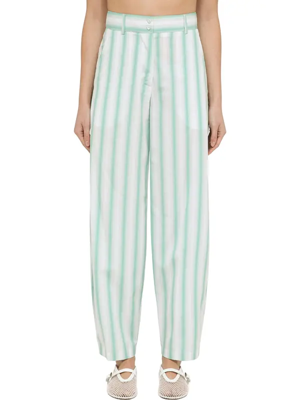MARGAUX LONNBERG Beatty Striped Cotton Trousers - Green