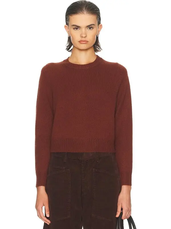 NILI LOTAN Long Sleeve Cashmere Sweater - Dark Rust