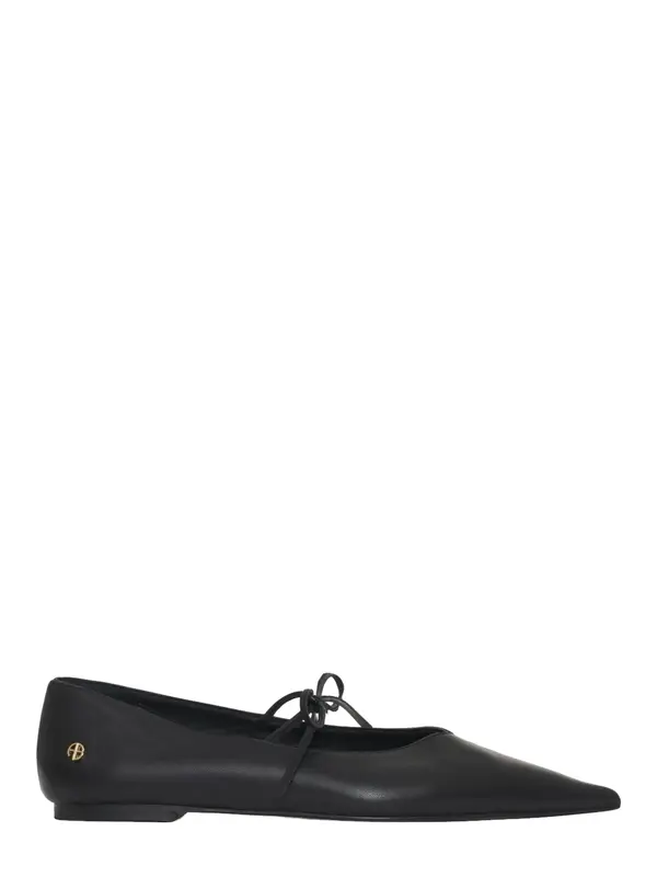 ANINE BING Nikki Leather Ballerina Flats - Black