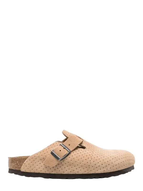 BIRKENSTOCK Boston Bs Perforated Suede Mules - Neutrals