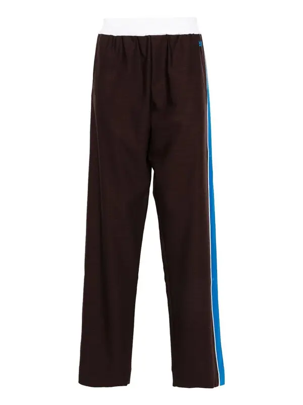 WALES BONNER Stripe-detail Straight-leg Trousers - Brown