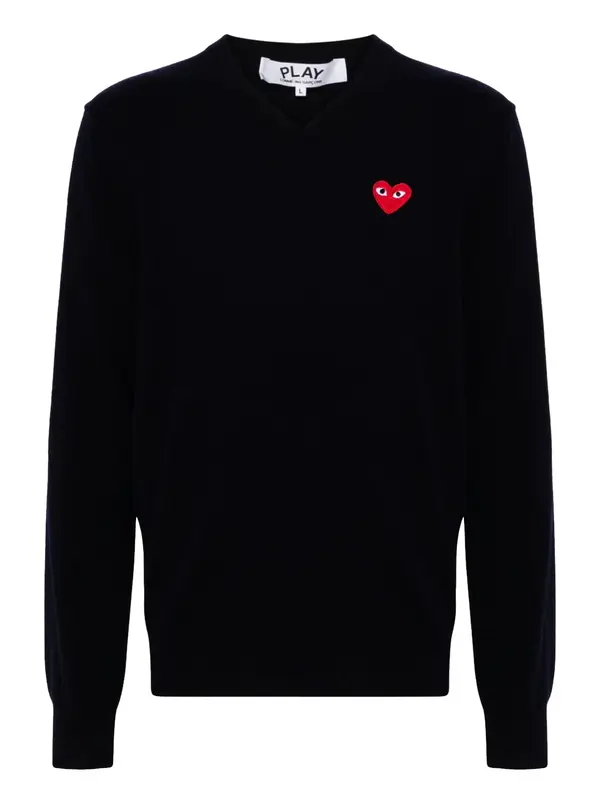 Play Comme Des Garcon Logo-patch Wool Jumper - Blue