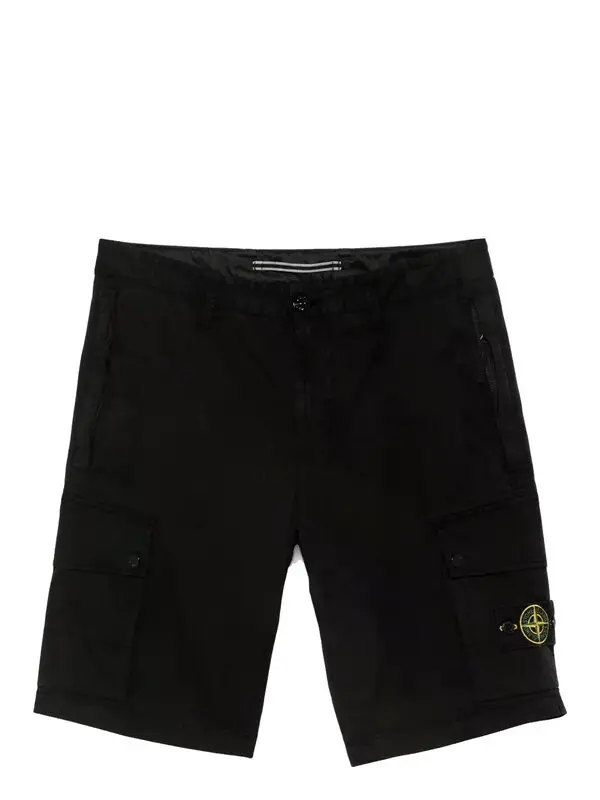 Stone Island Supima Cotton Cargo Shorts - Black