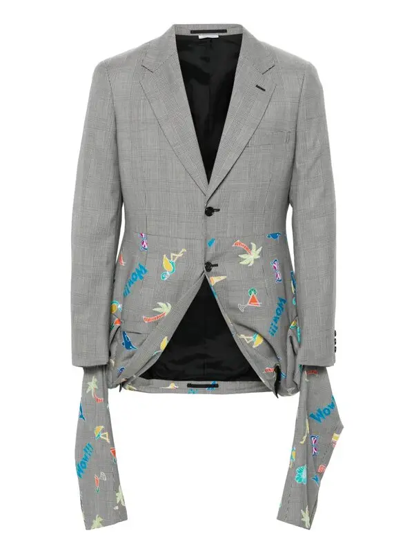 Comme Des Garçons Check-pattern Blazer - Neutrals