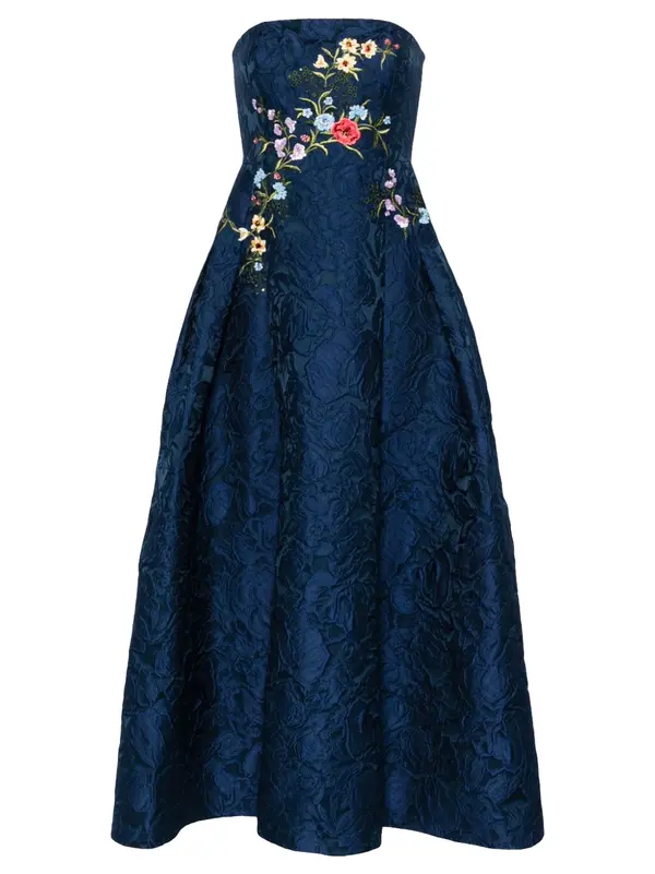 Sachin & Babi Belle Floral-embroidered Maxi Dress - Blue