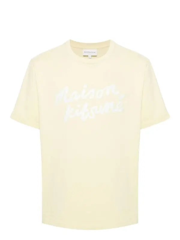 Maison Kitsuné Handwriting-print Cotton T-shirt - Yellow