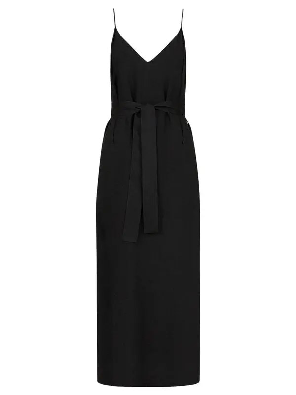 Armani Exchange Belted Patterned Jacquard Maxi Dress - Black