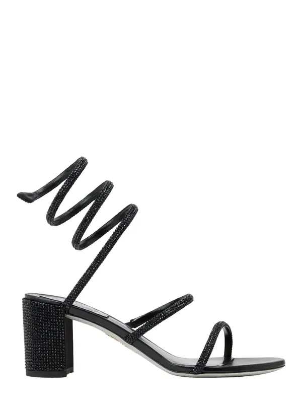 Rene Caovilla Rhinestone-embellished Satin Sandals - Black