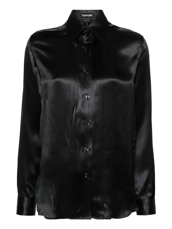 TOM FORD Silk Shirt With Pintuck Detailing - Black