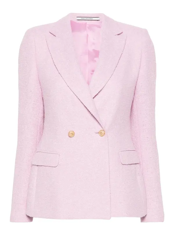 Tagliatore Double-breasted Bouclé Blazer - Pink