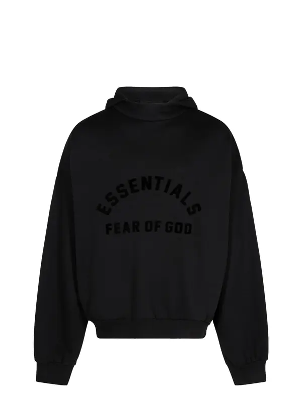 Fear Of God Logo-print Drop-shoulder Hoodie - Black