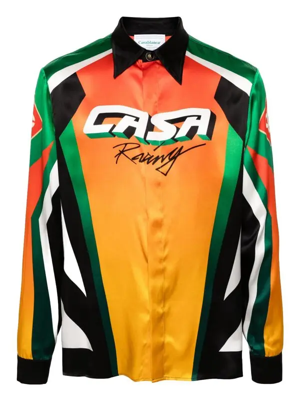 Casablanca Moto Sport Silk Shirt - Orange