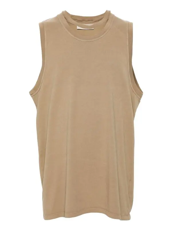 PAURA Hugo Cut-out Detail Tank Top - Brown