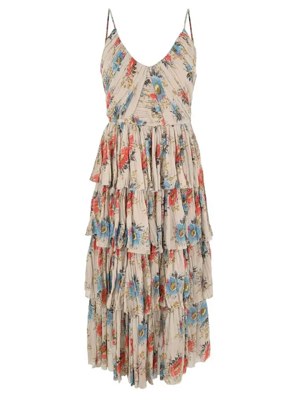 Sea Roanna Floral-print Midi Dress - Neutrals