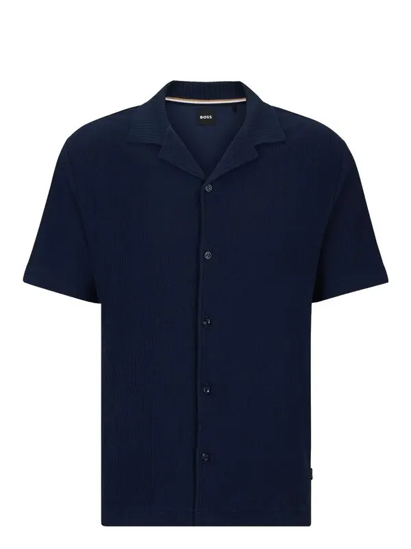 BOSS Short-sleeve Cotton Shirt - Blue