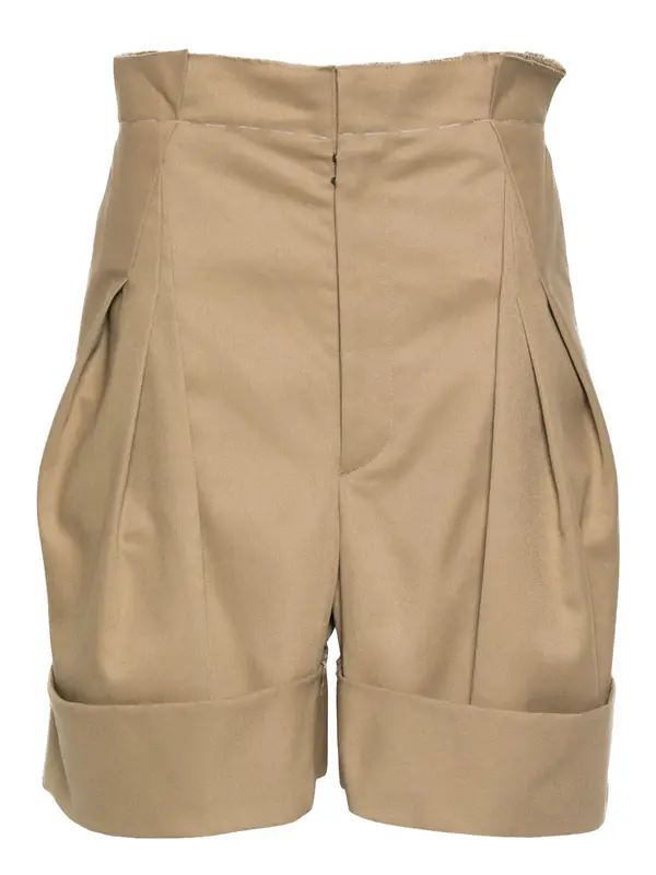 MAISON MARGIELA Pleated Skater Shorts - Neutrals