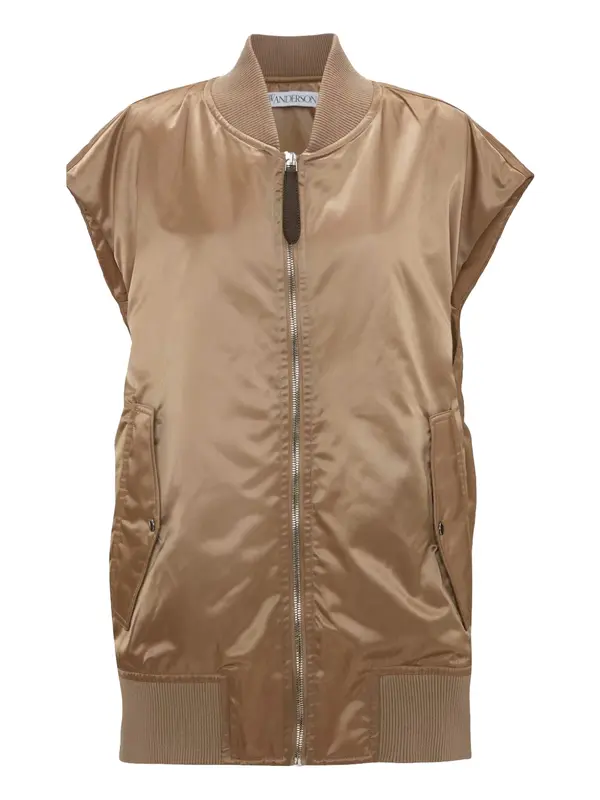 JW Anderson Satin-finish Bomber Gilet - Neutrals