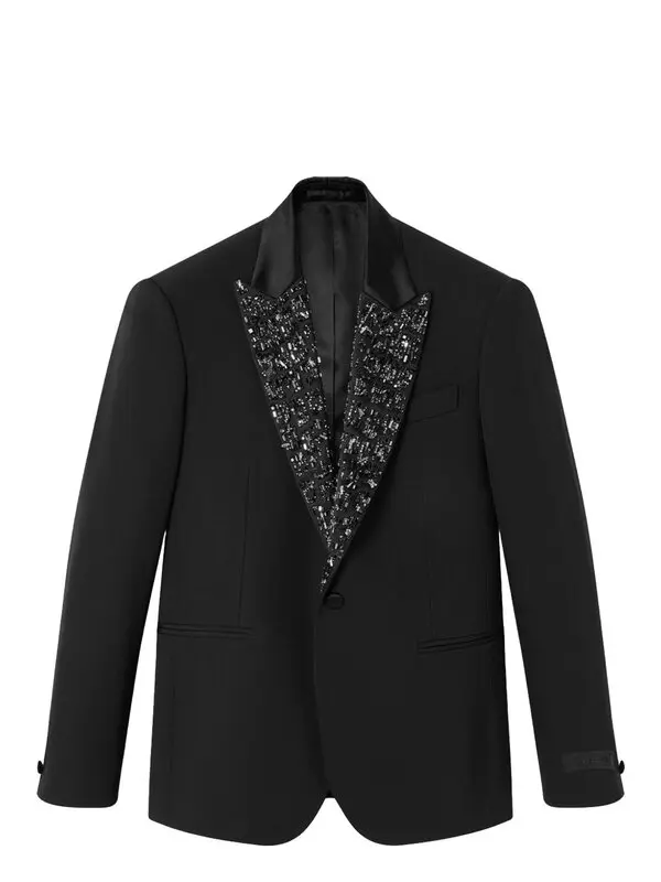 Versace Crystal-embellished Wool Blazer - Black
