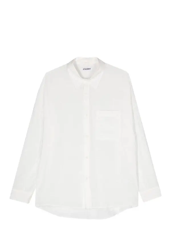 Attachment Crinkled Long-sleeve Shirt - White
