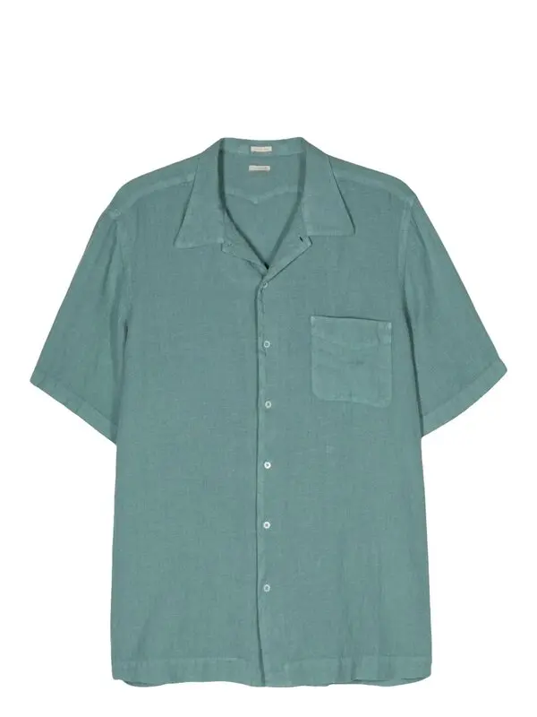 Massimo Alba Poplin Linen Shirt - Green