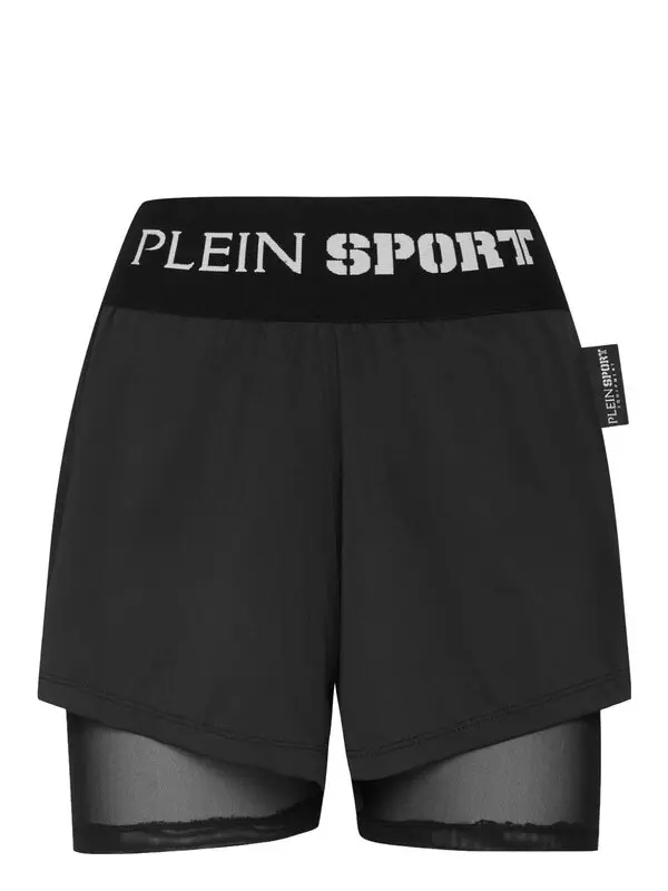 PLEIN SPORT Logo Waistband Jogging Shorts - Black