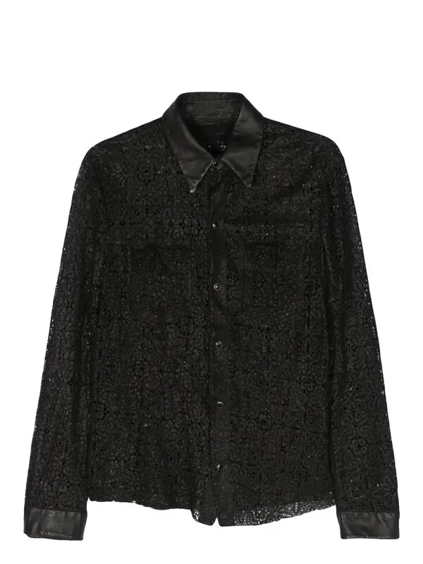 SALVATORE SANTORO Perforated Leather Shirt - Black