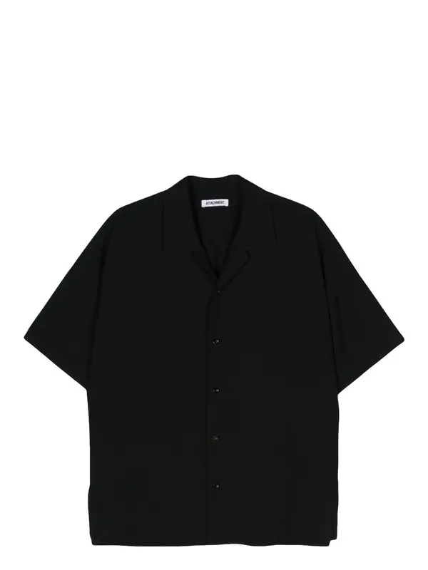 Attachment Notched-collar Wool Shirt - Black